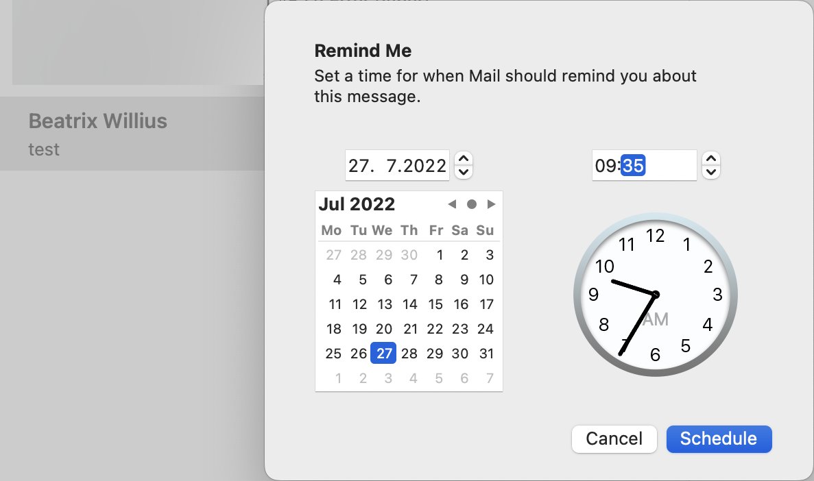 New features in Mail for Ventura: Send Later, Remind Me, Undo Send