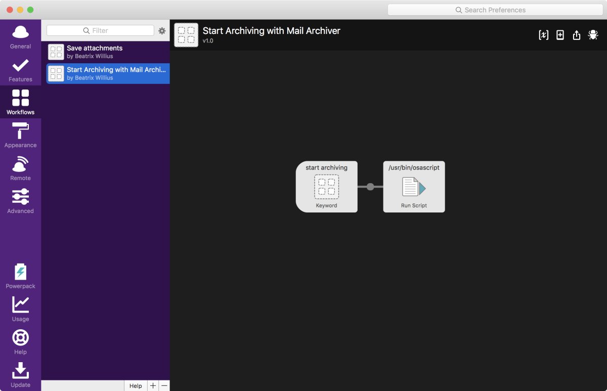 How to start archiving in Mail Archiver with a single keyboard command